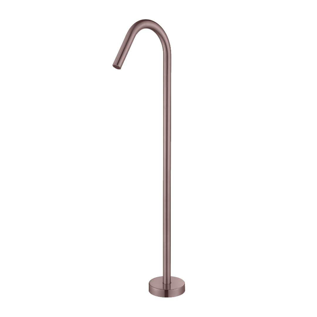 Brushed Rose Gold Floor Standing Goose Neck Bath Spout
