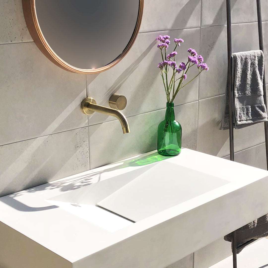 Ramp Basin - Wall Hung Solid Surface with Integrated Ramp